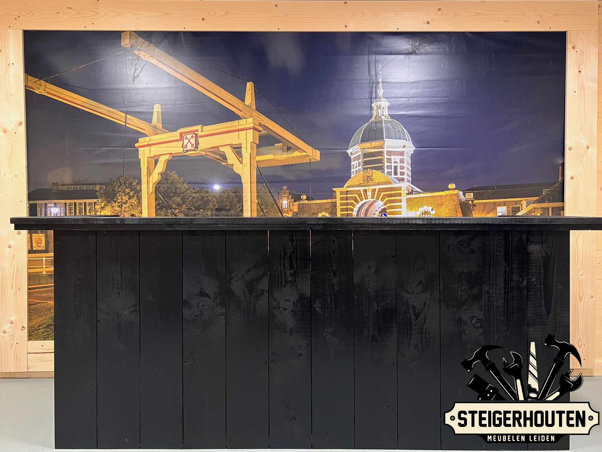 Steigerhouten Bar - Zwart ⭐ Snelle levering